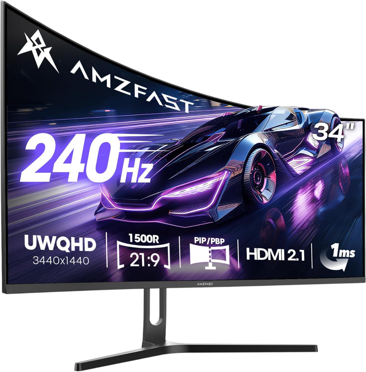 AMZFAST 34 inch Ultrawide Curved Gaming Monitor 240Hz UWQHD 3440x1440p ...